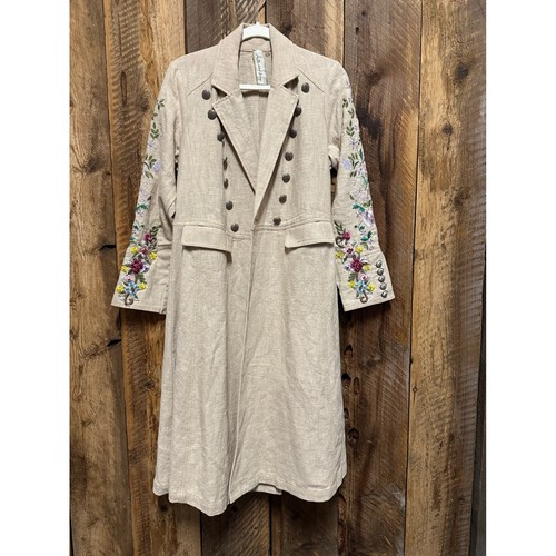 Aratta NWT M Embroidered Linen Duster Coat Boho Western Cottagecore ...