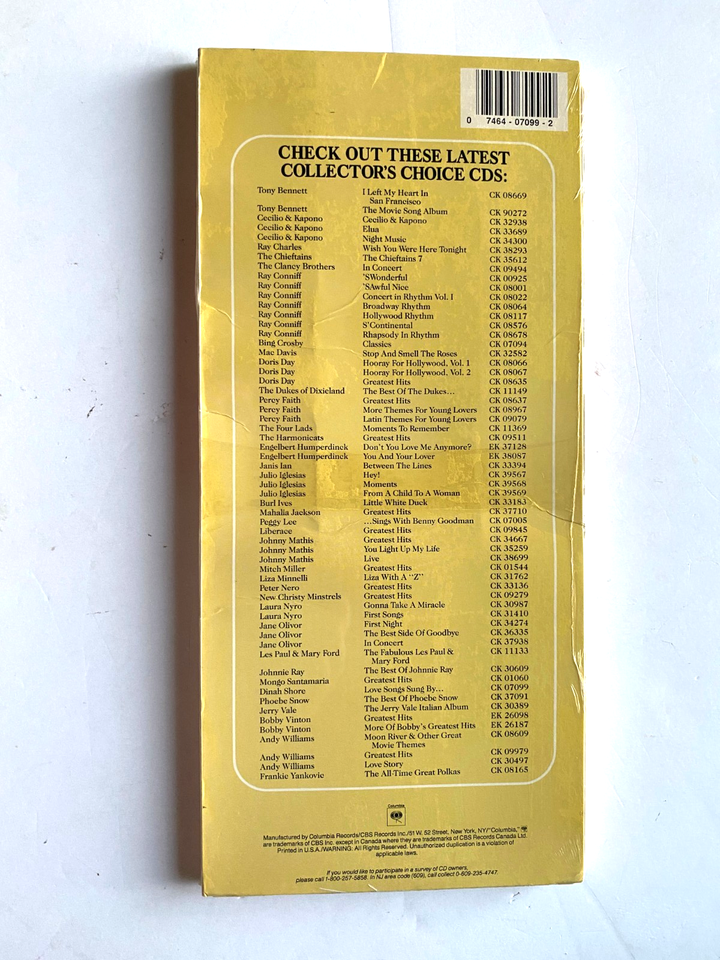 Dinah Shore ~ LOVE SONGS SUNG BY ~ cd 1988 NEW LONGBOX (long box) 1ST ...