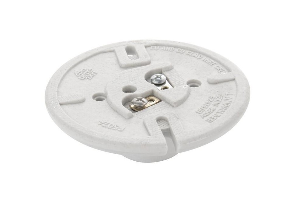 White Porcelain Keyless Lamp Holder Indoor Maximum 660W Maximum 250V ...