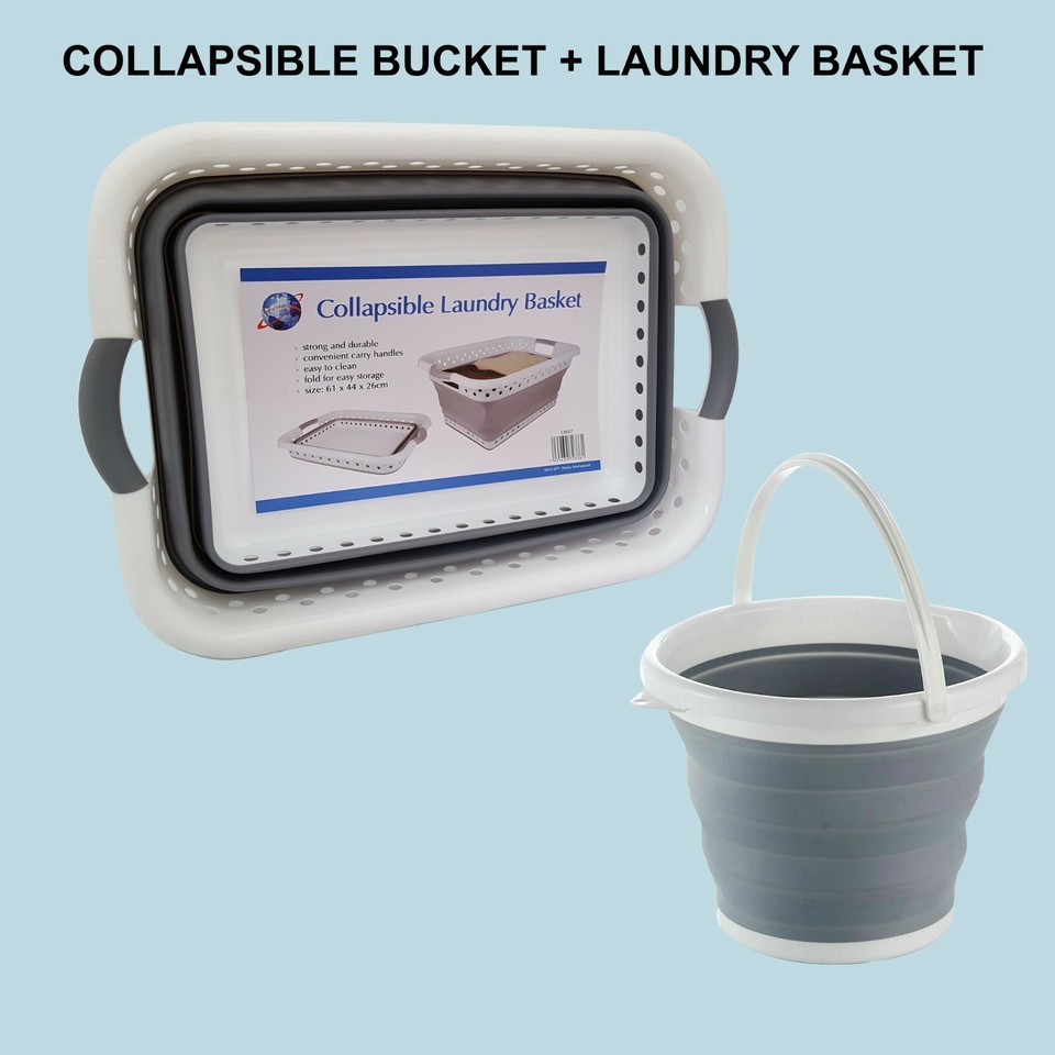 Collapsible Bucket Storage Containers Silicone Multipurpose - three ...