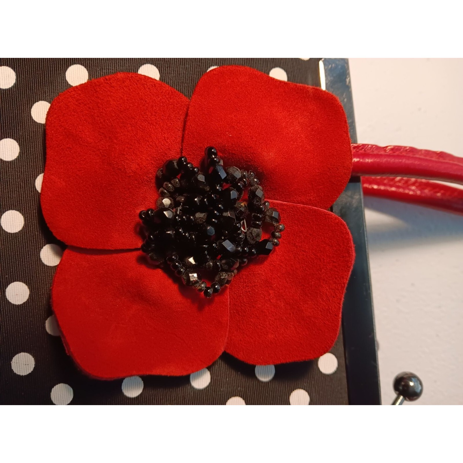 Ramon Tenza Poppy Polka Dot Black White Red Beaded Purse Handbag Made ...