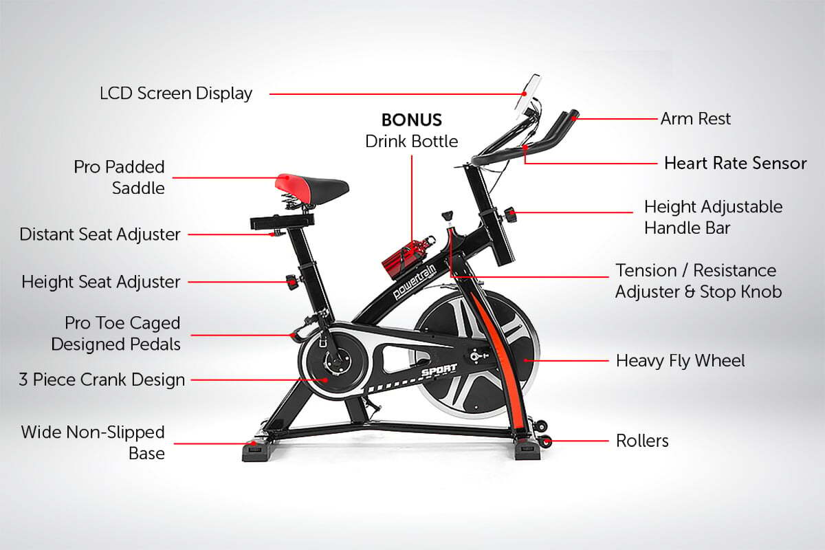 POWERTRAIN HOME GYM EXERCISE BIKE SPIN FLYWHEEL TRAINING FITNESS ...