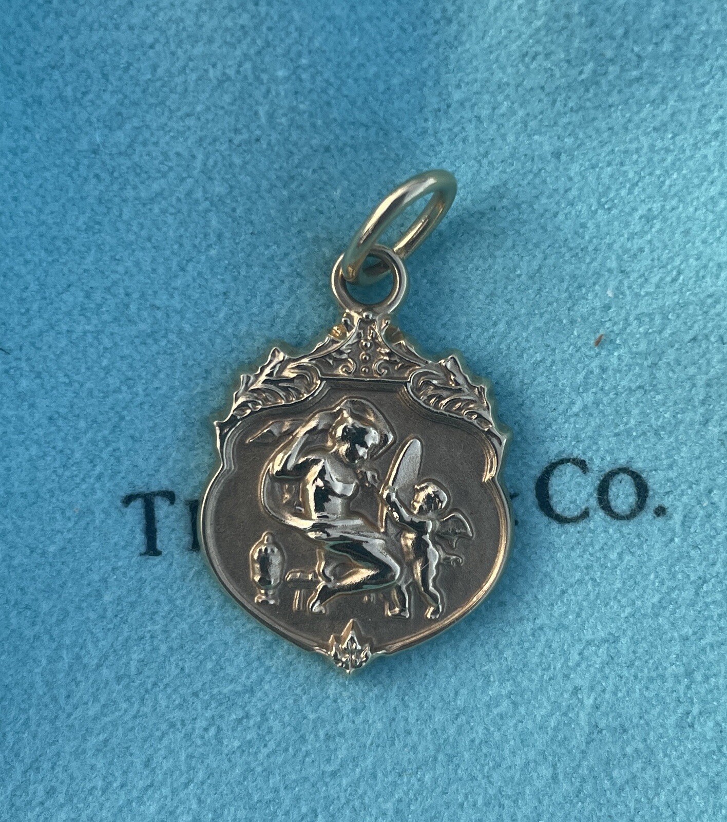 Tiffany 18K Gold Olympian Beauty Cherub Angel Charm Pendant 4 Necklace ...