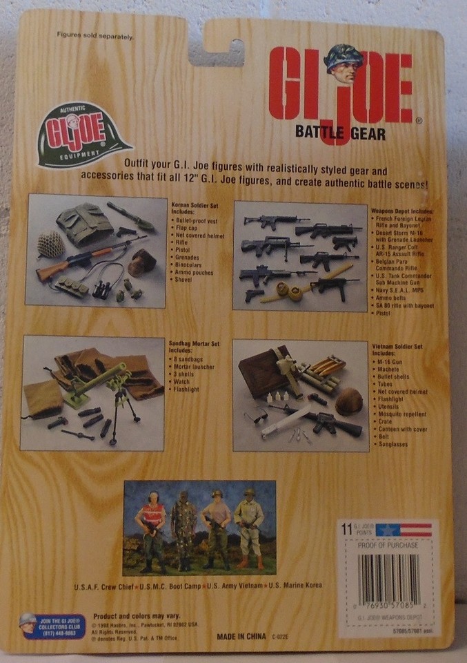 GI Joe Weapons Depot Battle Gear SA-80 Rifle Bayonet Desert Storm M-16 ...