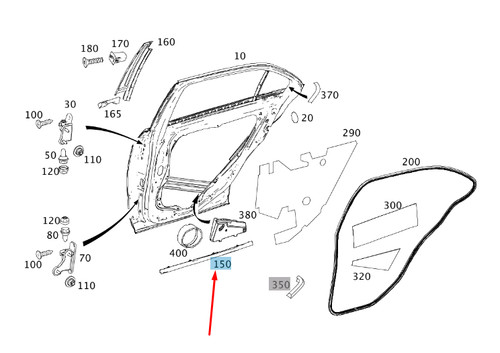 MB E W212 REAR RIGHT DOOR BOTTOM DEFLECTOR STRIP A2126903882 ORIGINAL ...