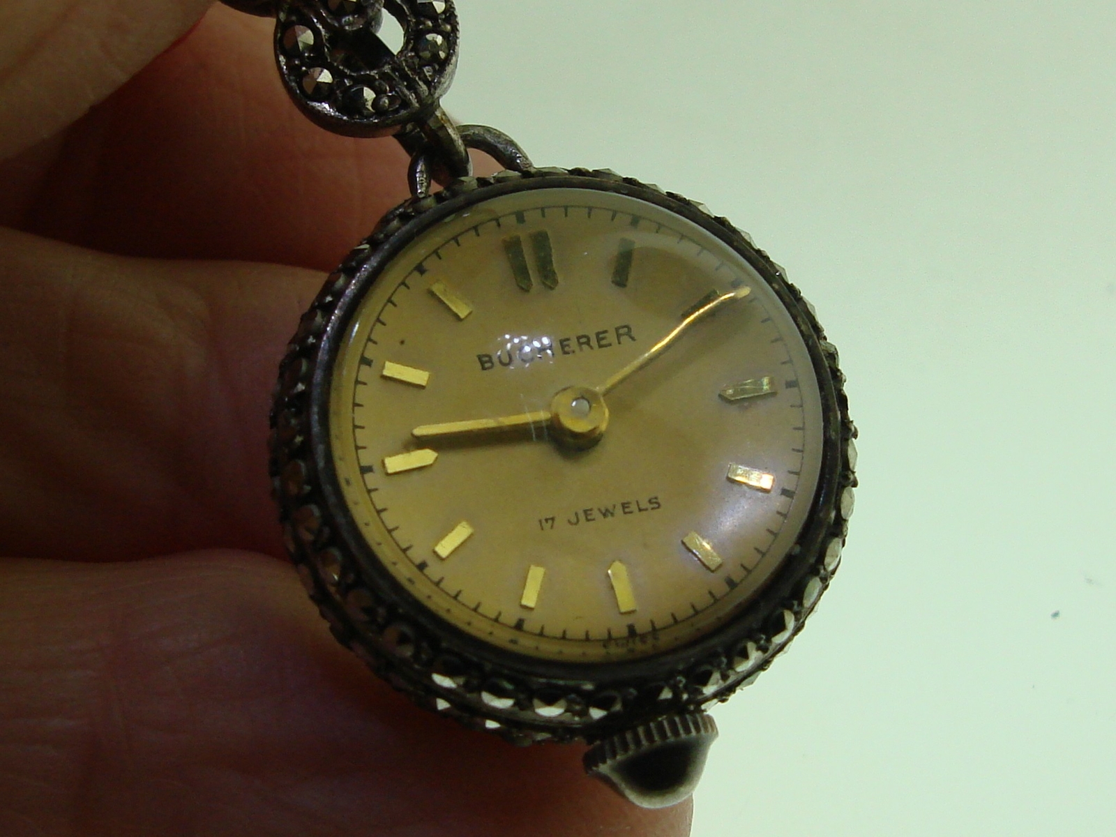 VINTAGE BUCHERER 17 JEWELS SKELETON BUBBLE WATCH PIN … - Gem