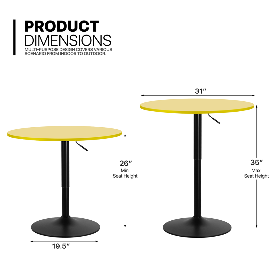 Adjustable Counter Height Bar Table Wood Round Tabletop Chrome Base Pub ...