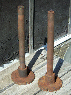 Pair 2 Antique Cast Iron Machine Base Stands Steampunk Industrial Table ...