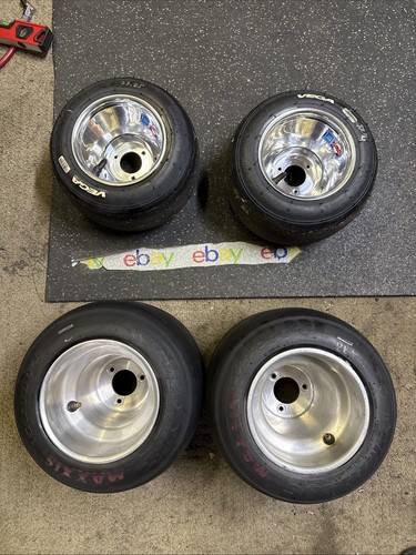 Set of 4 go kart racing wheels and tires 6” Diameter American Pattern ...
