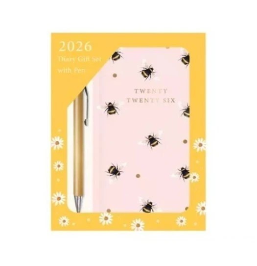 2026 Diary Slim Week to View Full Year Diary Bee,Flowers,Farm Animals ...