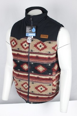 Cinch Men's Reversible Quilted Vest Full Zip Khaki Black Aztec ...