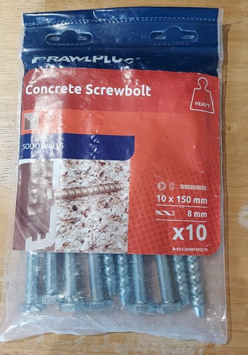 Rawlplug Concrete Screw bolt fixing anchor M10 X 150 mm Long Brand NEW ...