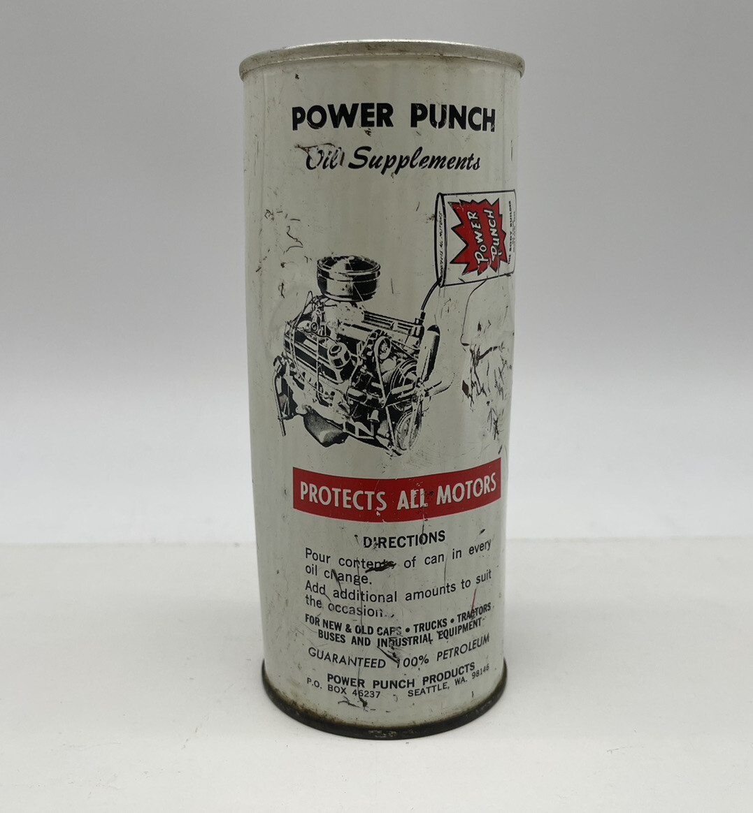 RARE Vintage POWER PUNCH Motor Gas & Oil Can 15 FL. OZ. Full Sealed NOS ...