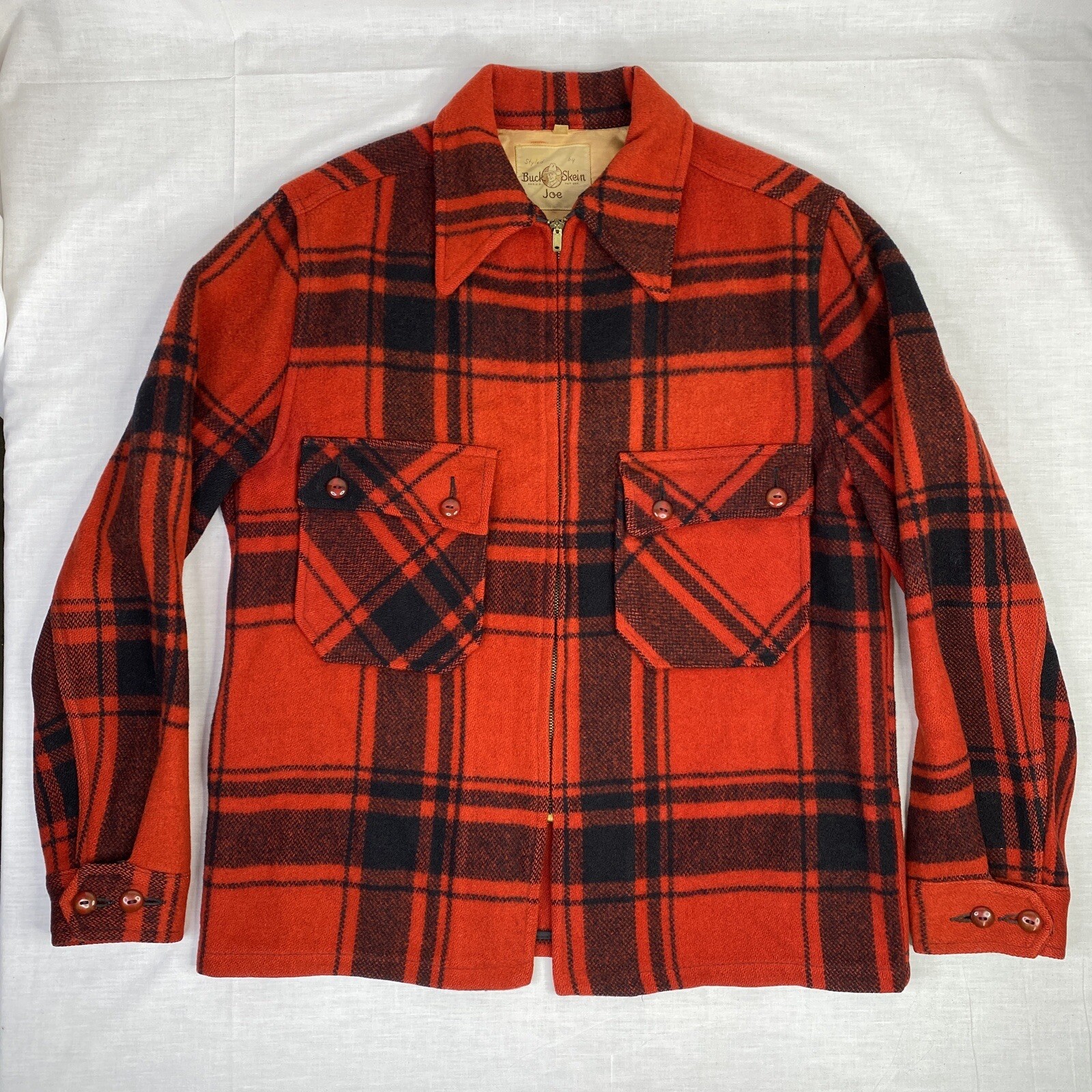 vtg 40s 50s BUCK SKEIN JOE RED BLACK Buffalo PLAID WO… - Gem