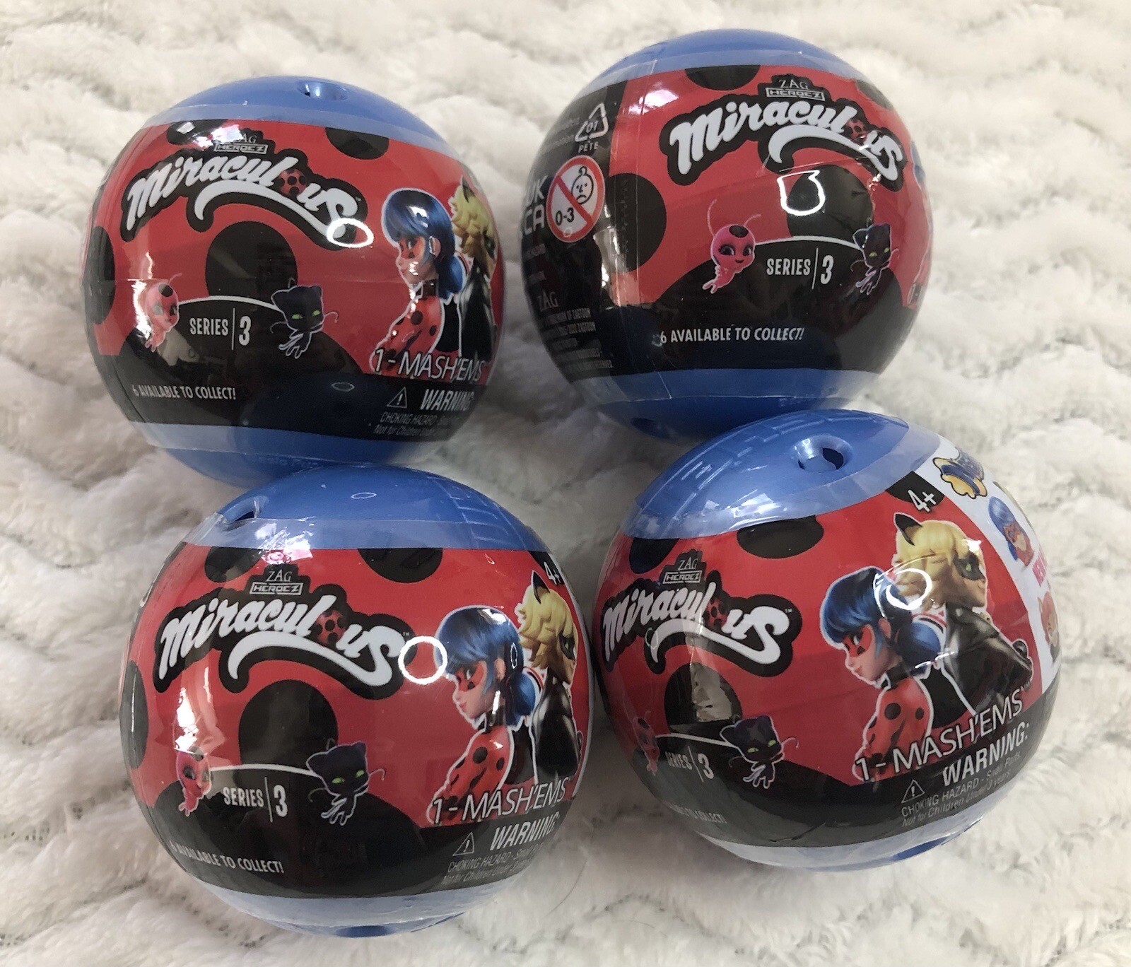 Miraculous Mash’ems Ladybug Series 3 Metallic Series Super Squishy Lot ...