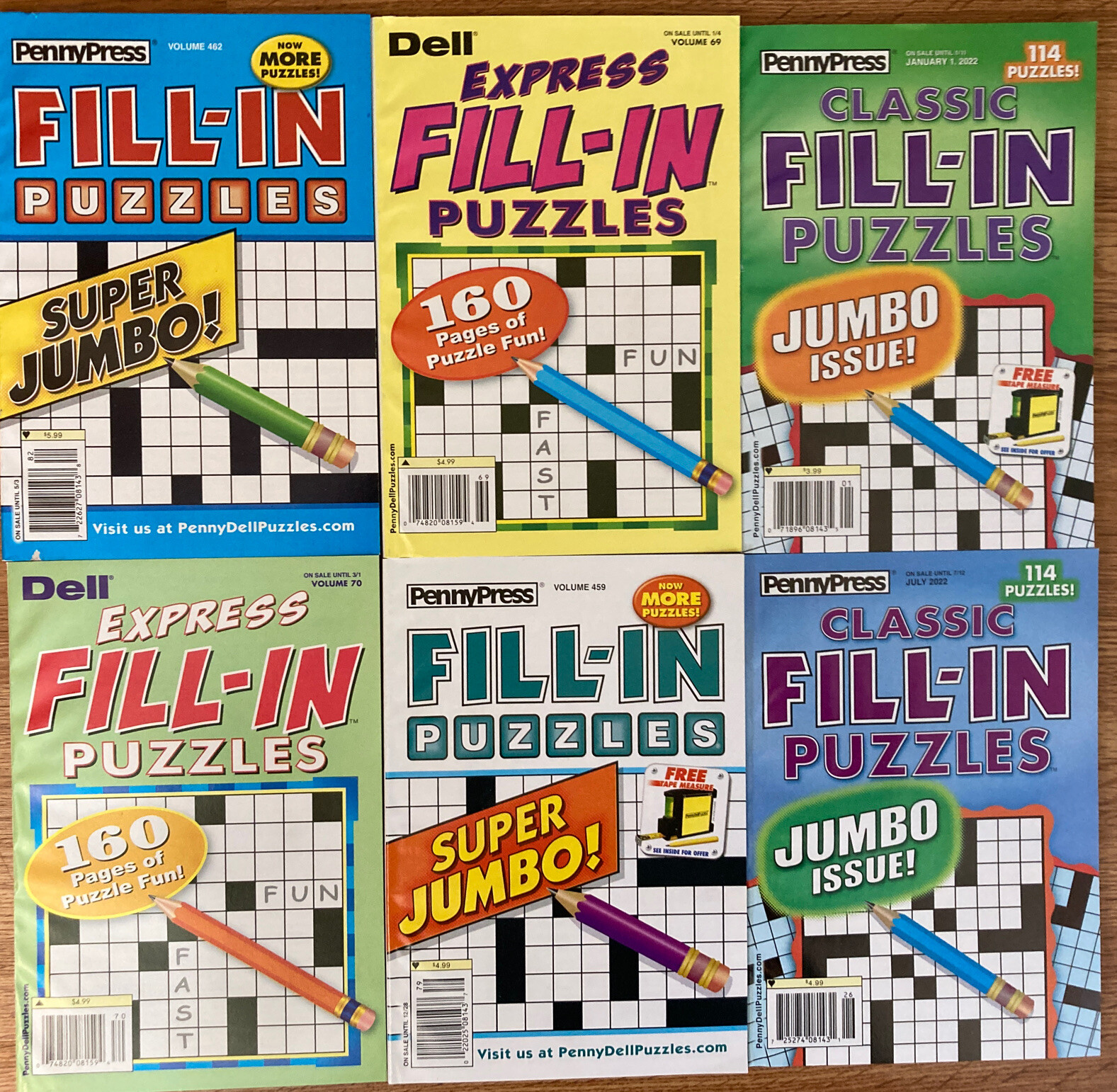 Lot of 6 Dell Penny Press Fill-In Puzzle Books Express Classic Famous ...