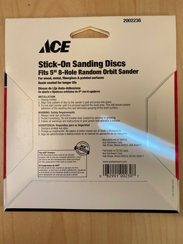 ACE 5 in. Aluminum Oxide Adhesive Sanding Disc 60 Grit Coarse 5 pk ...