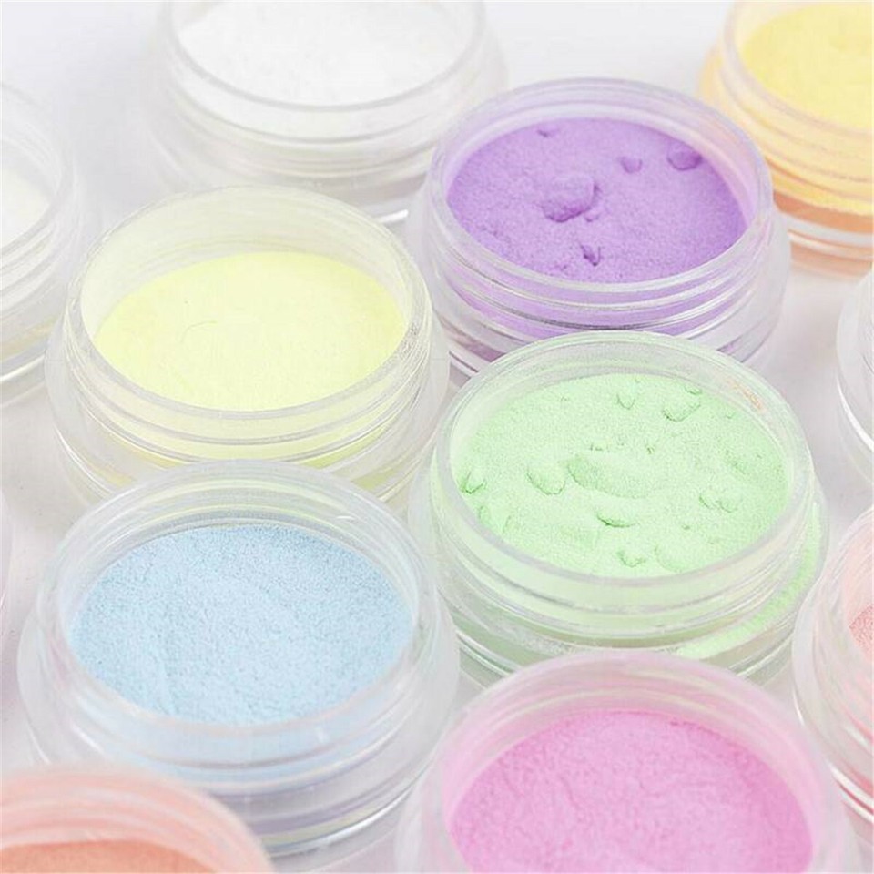 12 Colors Acrylic Luminous Fluorescent Powder Glow In the Dark Nail Art ...