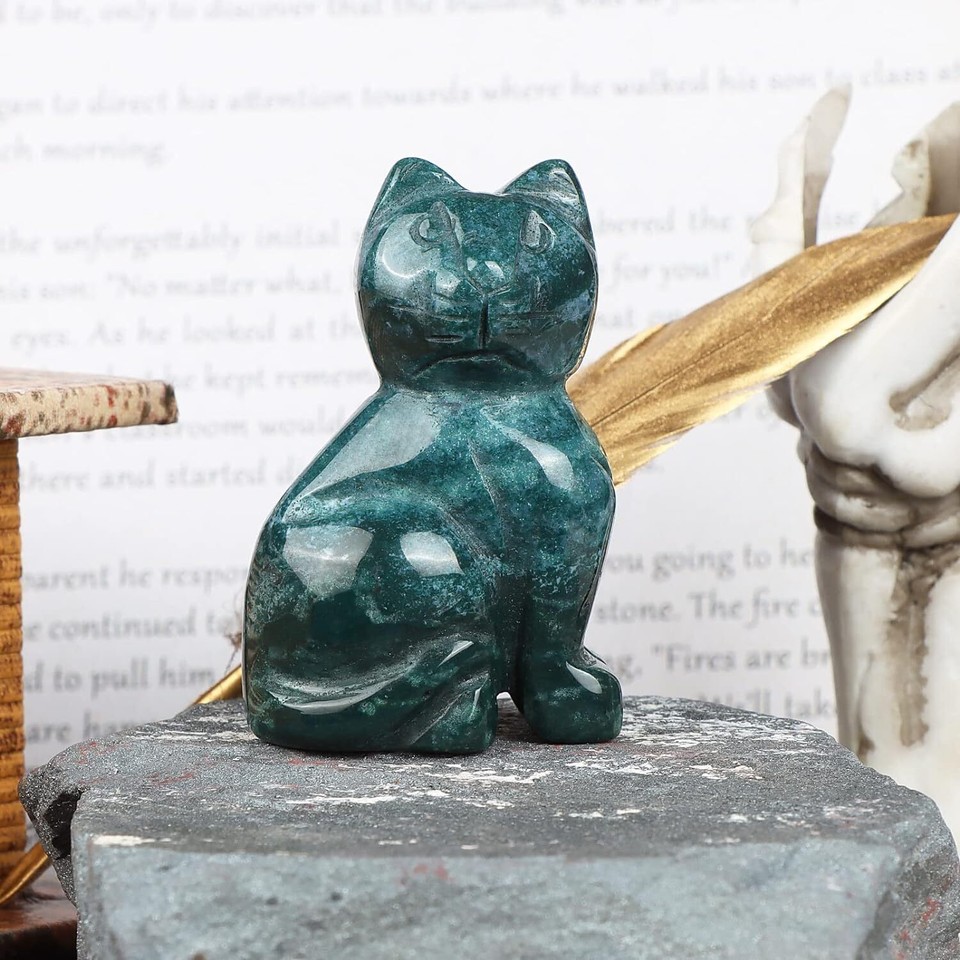 Artistone Ocean Jasper Crystal Cat Statue Hand Carved Gemstone | eBay
