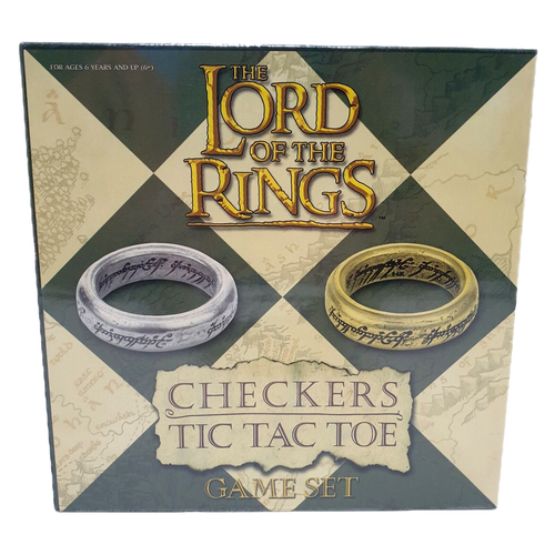 Lord Of The Rings Checkers & Tic Tac Toe Game Set Double-Sided Board ...