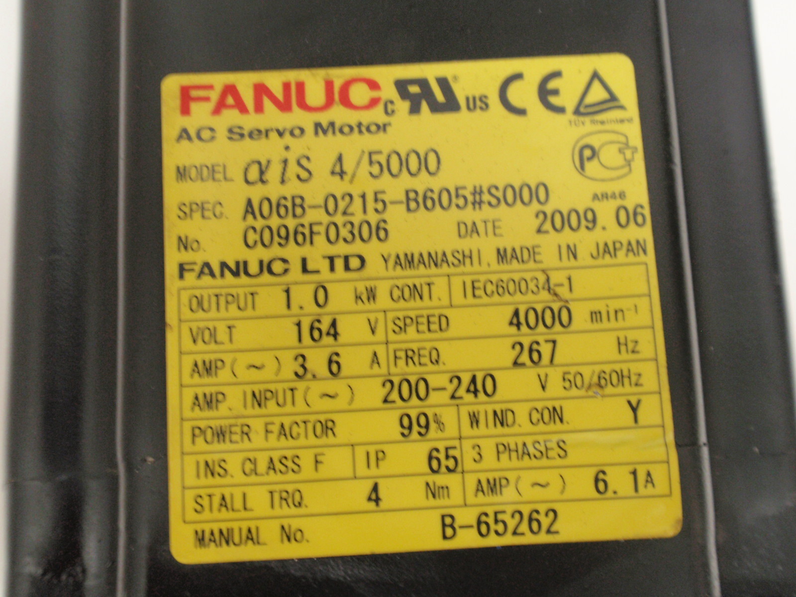 FANUC AC SERVO MOTOR A06B-0215-B605#S000 | eBay