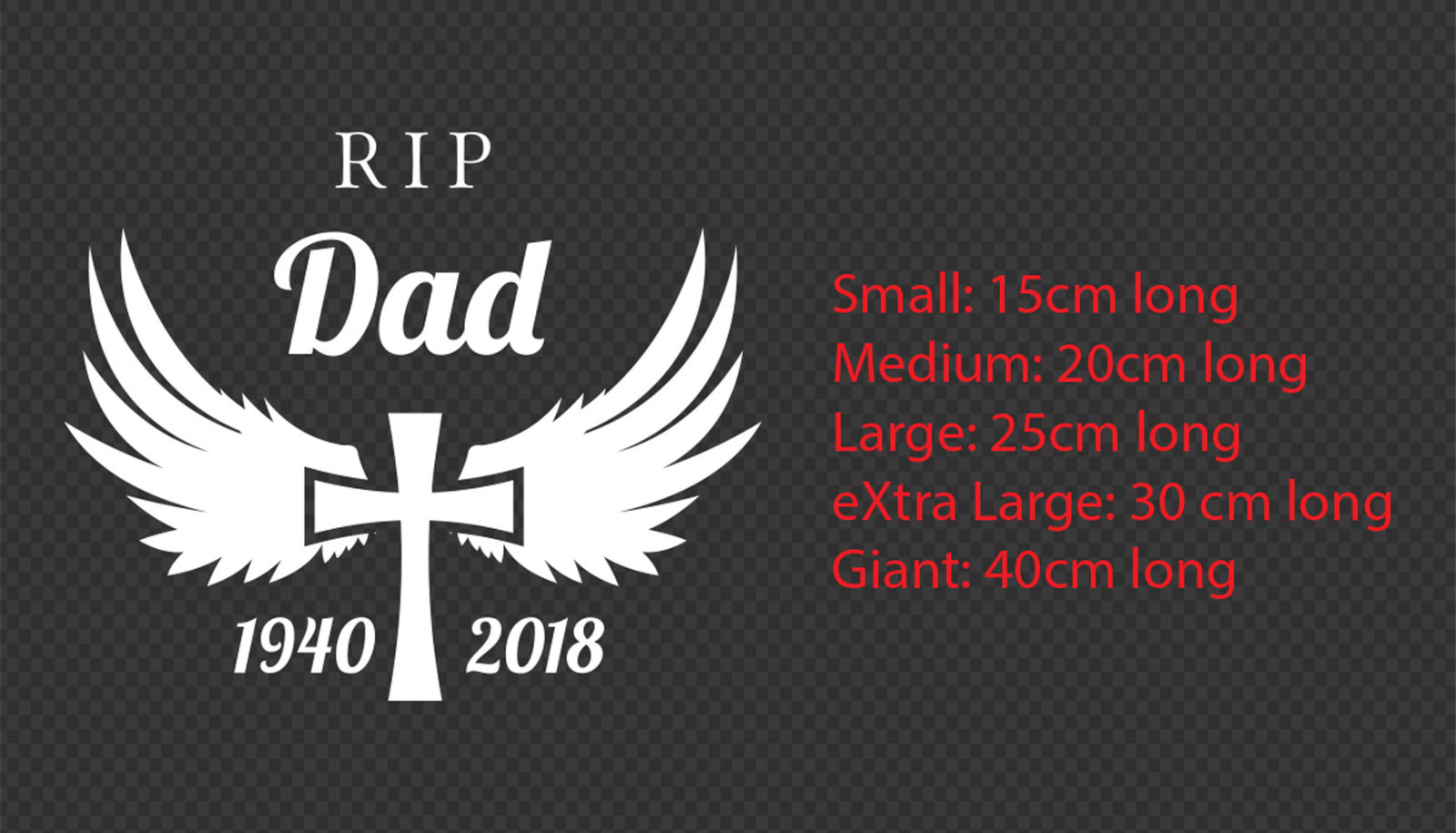 Custom Dad Mum Name Nickname Years Memorial Car Sticker RIP Decal Cross ...