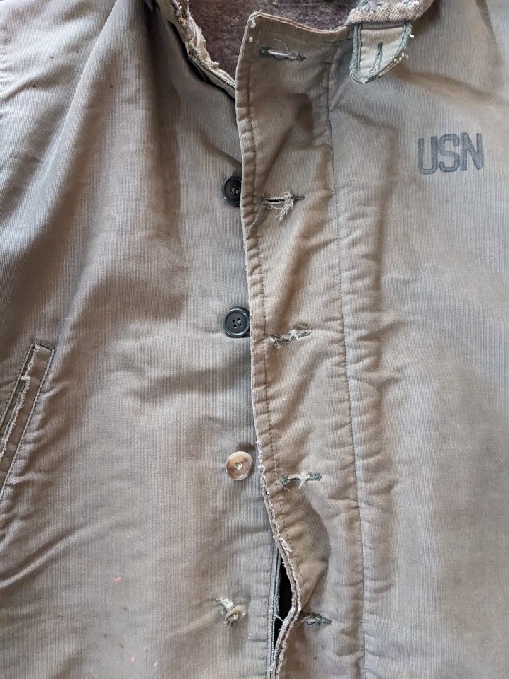 Vintage Military N-1 Deck Jacket Coat USAAF WWII US Navy USS Brough ...