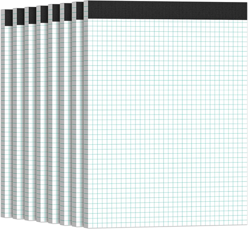 8 Pack Graph Papers 8-1/2 x 11 Quadrille Pads 4x4 Blue Quad Rule ...