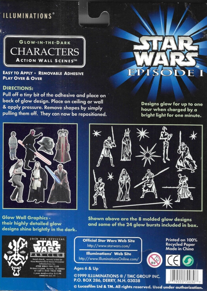 Star Wars Episode 1 Glow in the Dark Characters Action Wall Scene ...