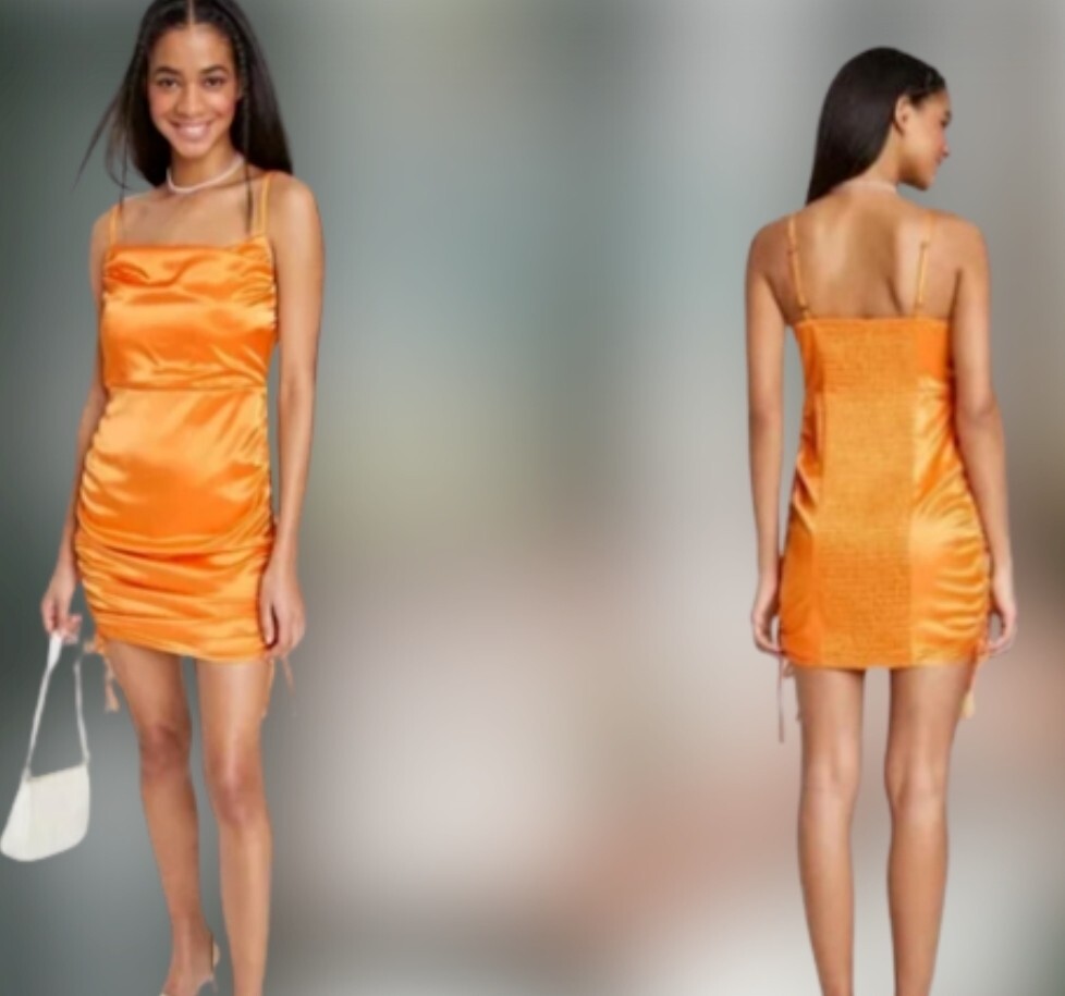 NWT WILD FABLE ORANGE SILKY RUCHED MINI DRESS,SIZE MEDIUM. RP$35 | eBay
