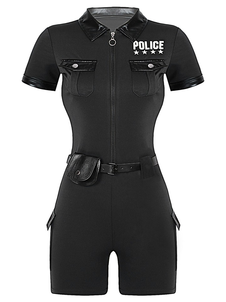 Women's Police Costume Jumpsuit Cop Uniform Fancy Dress Outfit Set for ...