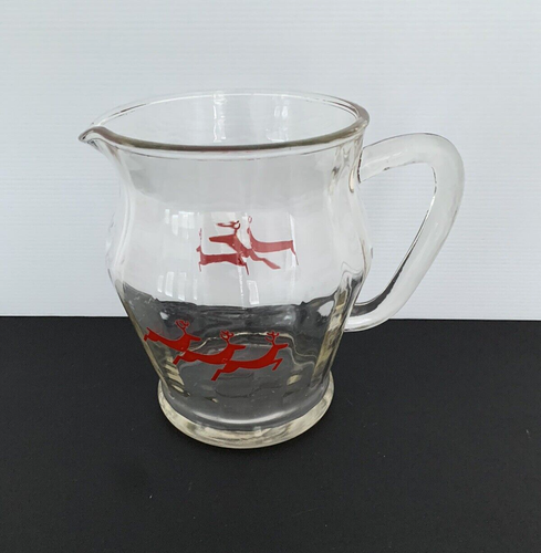 Rare Vintage Heavy Clear Glass Water Beer Jug Pitcher Christmas ...
