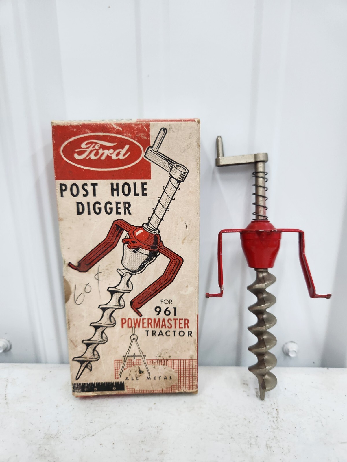 Vintage Original 1/12 Hubley Ford Post Hole Digger Toy With Box Farm ...