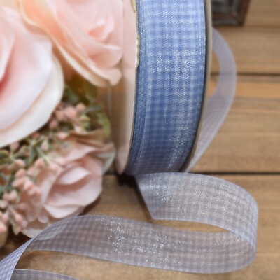 Periwinkle Blue White Gingham Plaid Organza Ribbon 7/8"W x 10 Yards | eBay