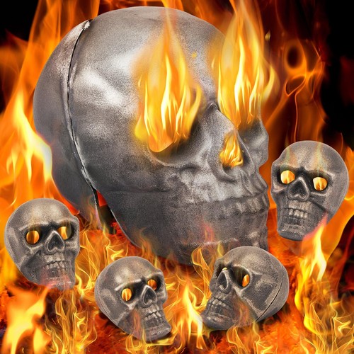 5 Pcs Metal Fire Pit Skulls Fireproof Fireplace Imitated Skulls for ...
