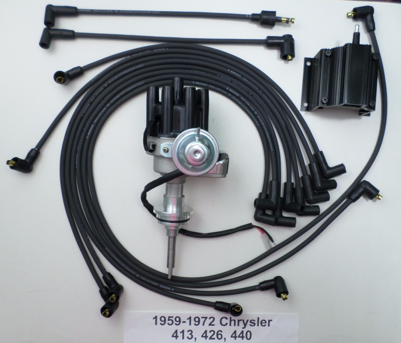 440 CHRYSLER 1959-1972 BLACK Small Female Cap HEI Distributor + Plug ...