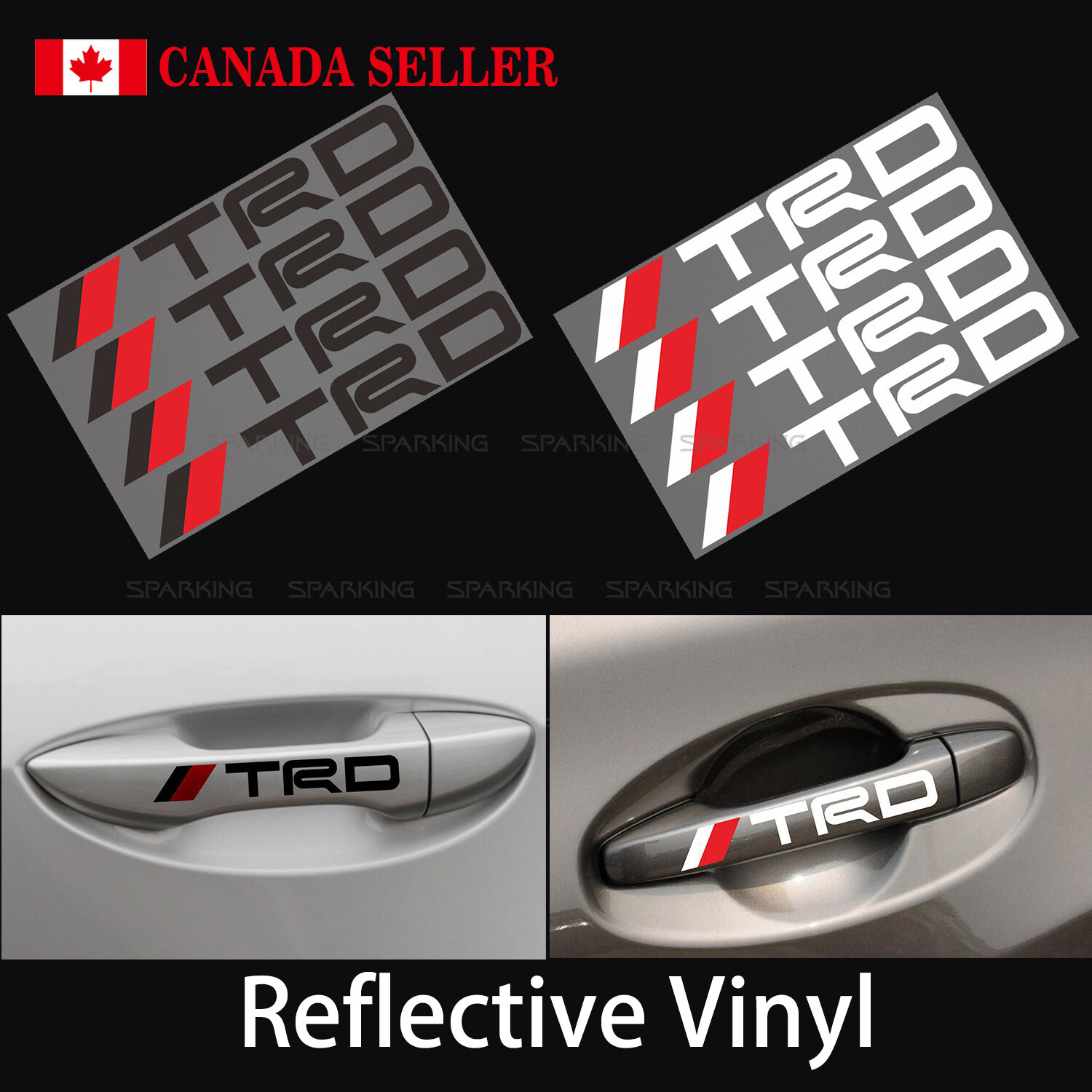 4pcs small Reflective TRD car sticker vehicle decal logo stickers ...