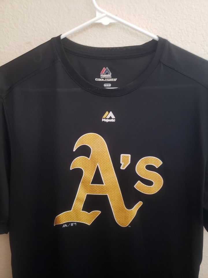 Athletics A's Black Polyester Shirt Size M Made by Majestic | eBay