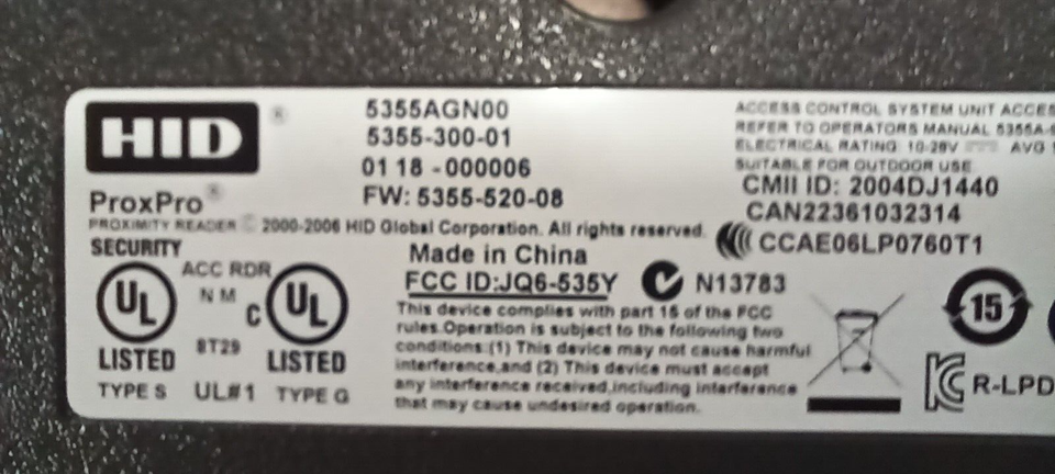 HID 5355AGN00 PROX PRO Control Access Card Reader | eBay