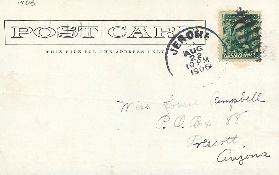 Arizona Jerome Postcard 1906 The Montana Boyd Drug Undivided 23-8226 | eBay