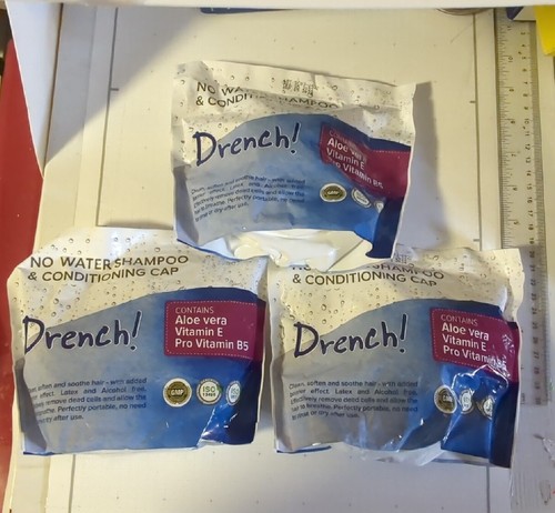 (3) Drench! No Water Shampoo & Conditioning Cap Aloe Vitamin E B5 EXP ...