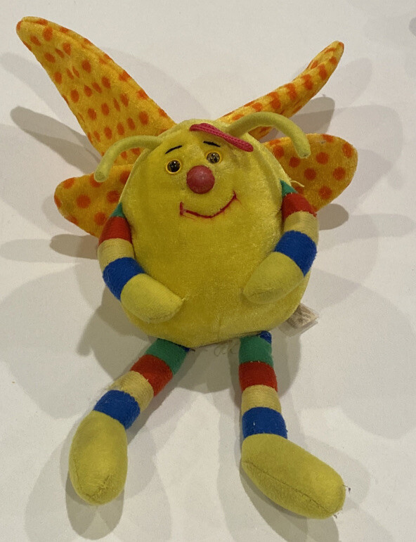 Vtg Yellow Butterfly Plush Stuffed Animal Orange Polka Dot Wings ...