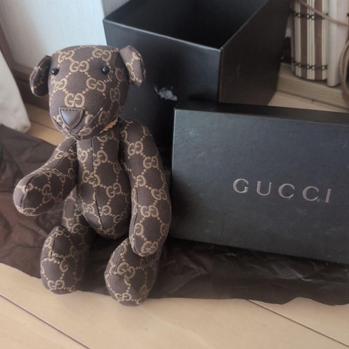 Gucci Teddy Bear Plush Toy GG Logo Canvas Cotton Color Brown With Box ...