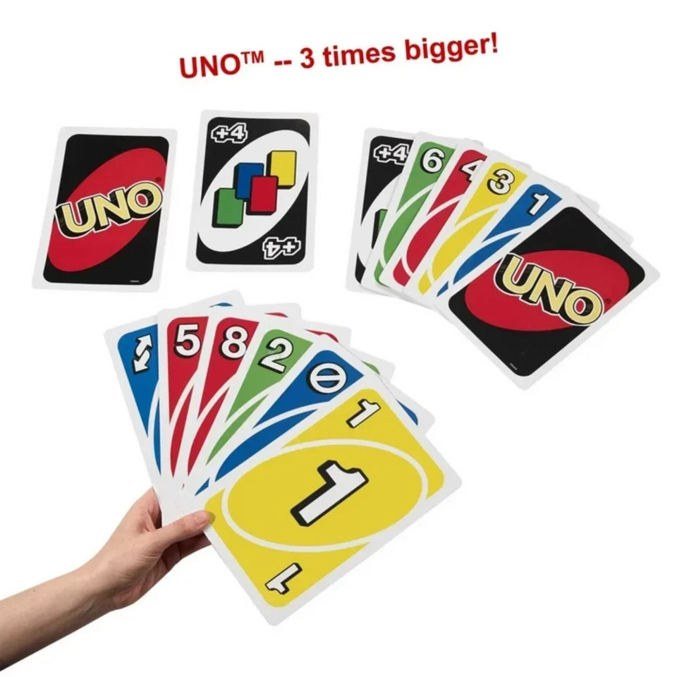 Giant UNO Card Game for Kids, Adults and Family Night, 108 Ct for 2-10 ...