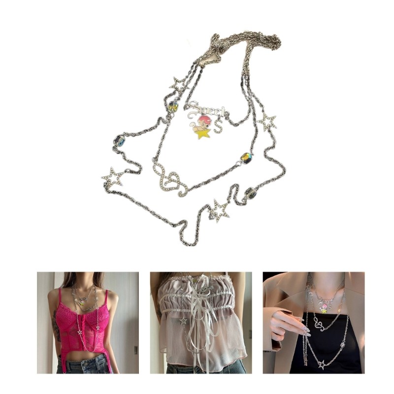 Multi-layer Musical Note Star Pendant Necklace Simple Subculture Style ...