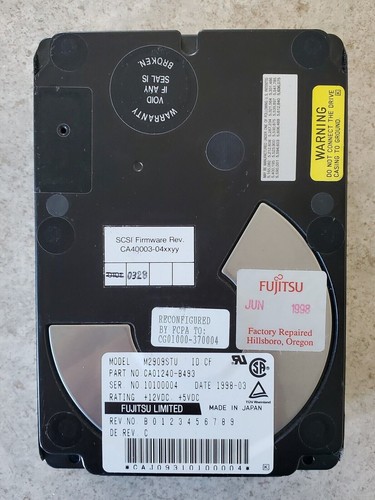 3.2GB Fujitsu M2909STU CA01240-B493 3.5" 50 PIN SCSI Internal Hard Disk ...