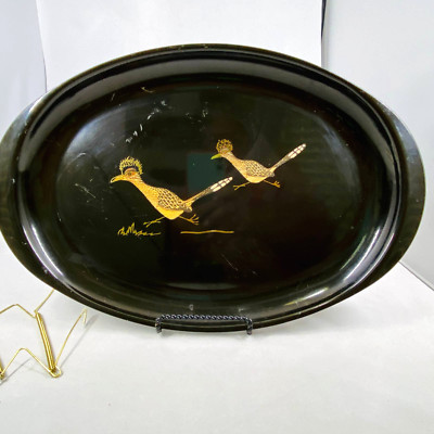 VTG Mid Century Couroc Monterrey California Roadrunner Barware Oval ...