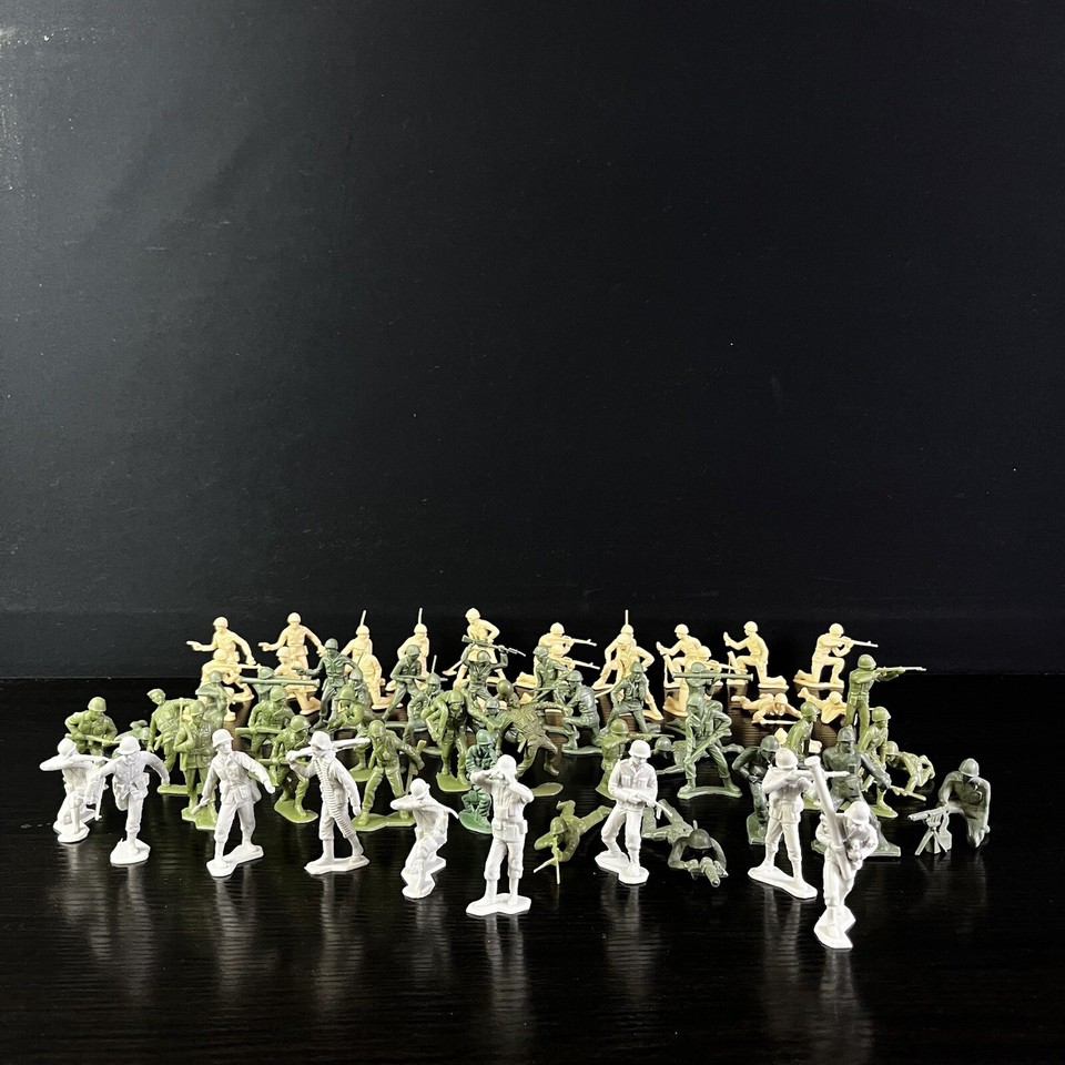 Lot Of 65 1963 Louis Marx Army Men Plastic Toy Soldiers 2”-2.5” Green ...