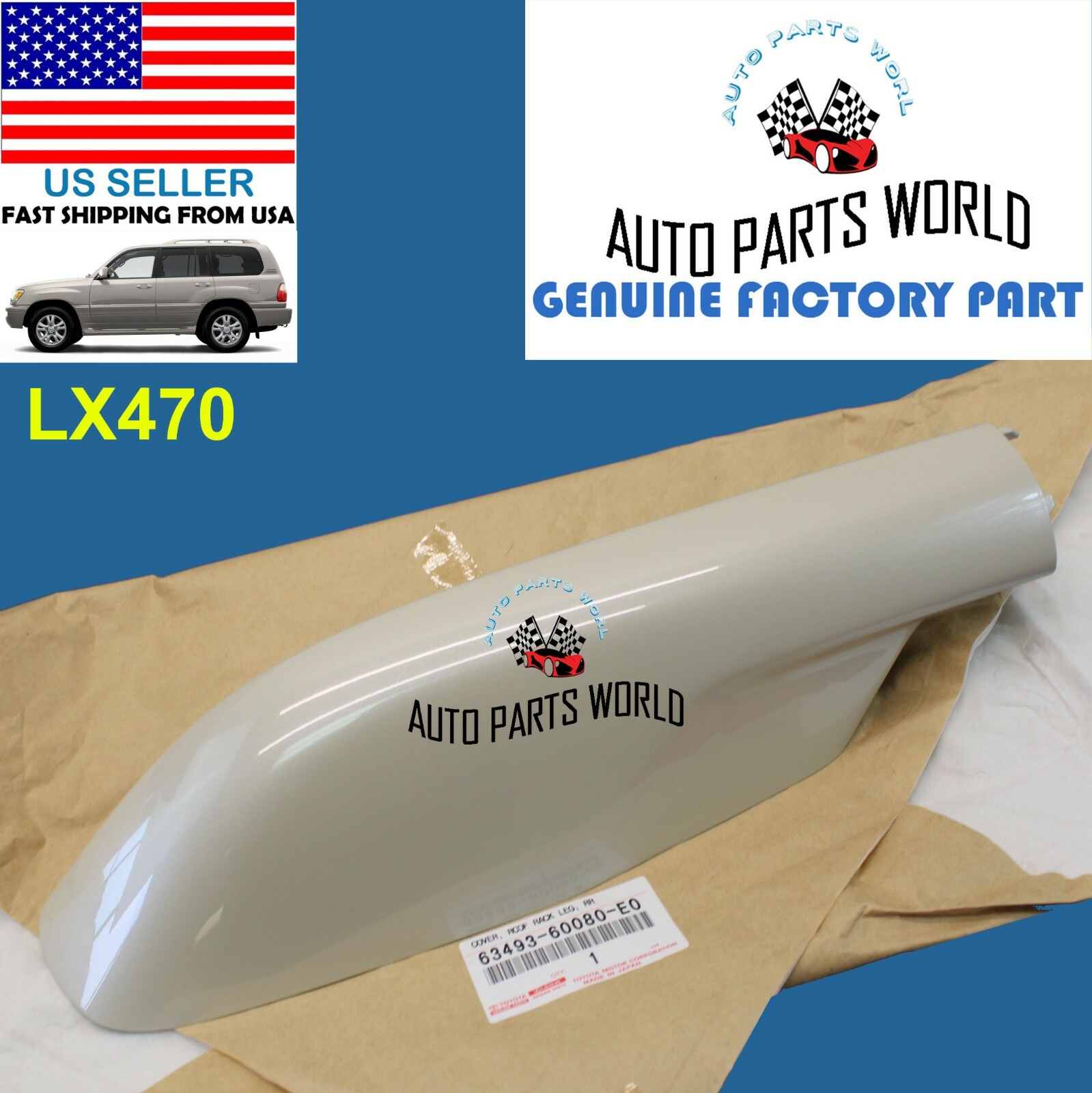 GENUINE LEXUS LX470 RIGHT REAR ROOF RACK LEG BEIGE PEARL COVER 63493 ...