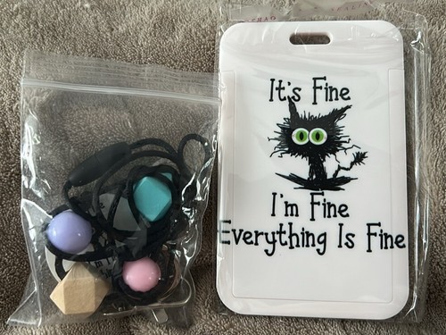ID Badge Holder with Silicone Beaded Breakaway Lanyard It’s Fine, I’m ...